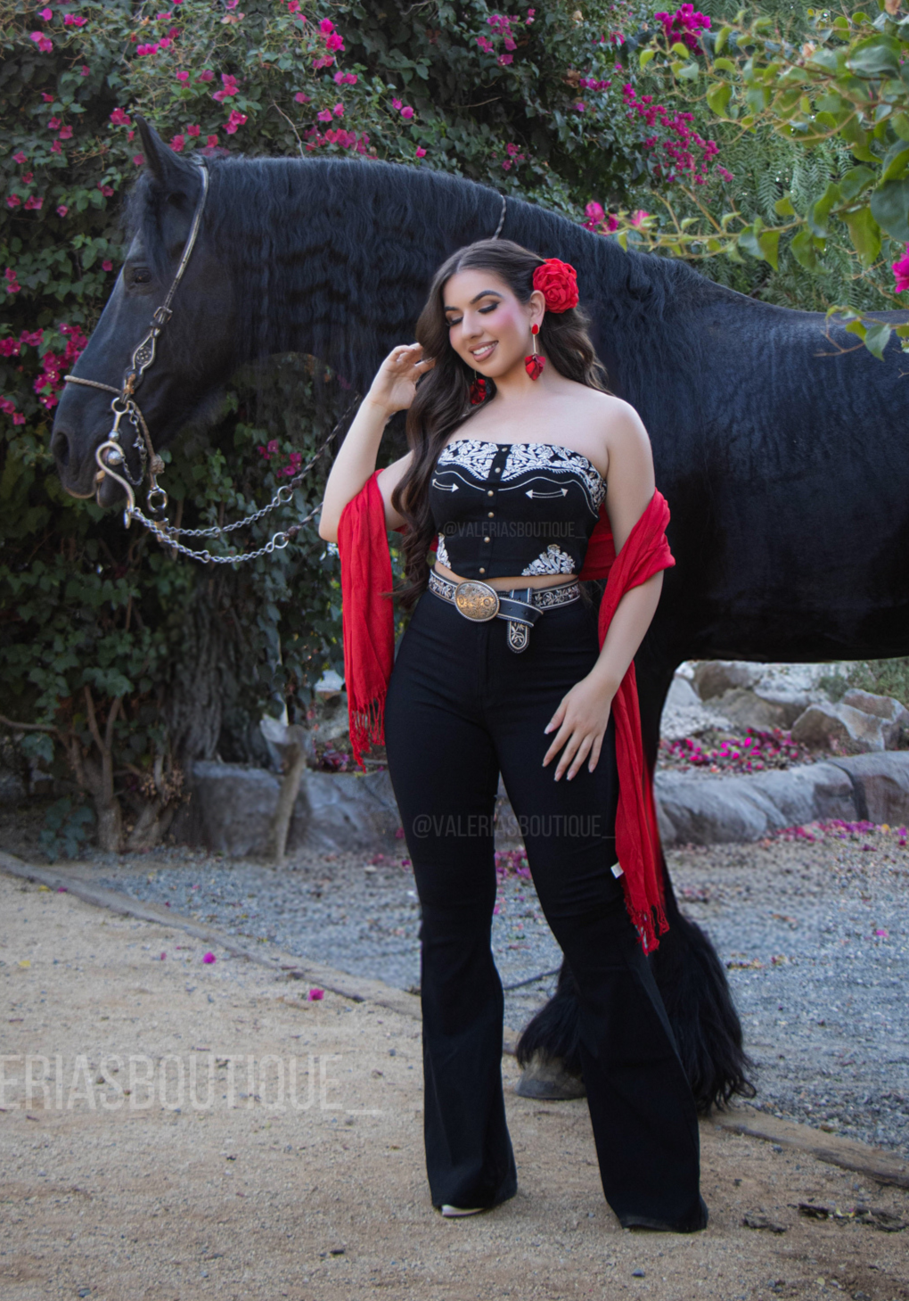 Mi Charro Y Yo Embroidered Top (Black) – Valeria'S Boutique