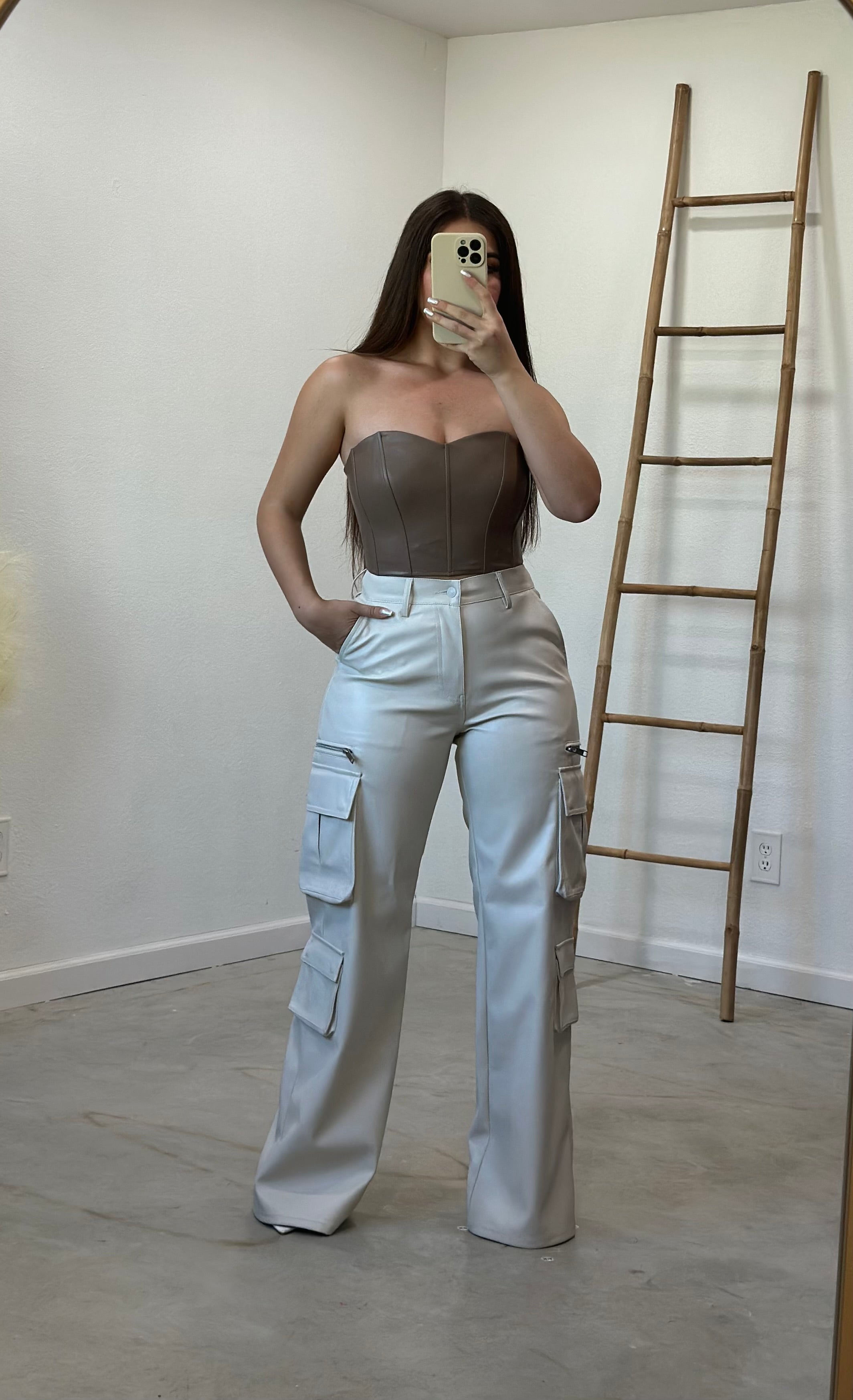 Nelly Leather Top (Coffee) – Valeria'S Boutique
